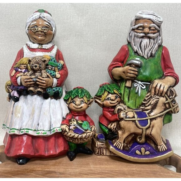 Handmade | Holiday | Large Ceramic Mold Toymaker Santa Mrs Claus ...